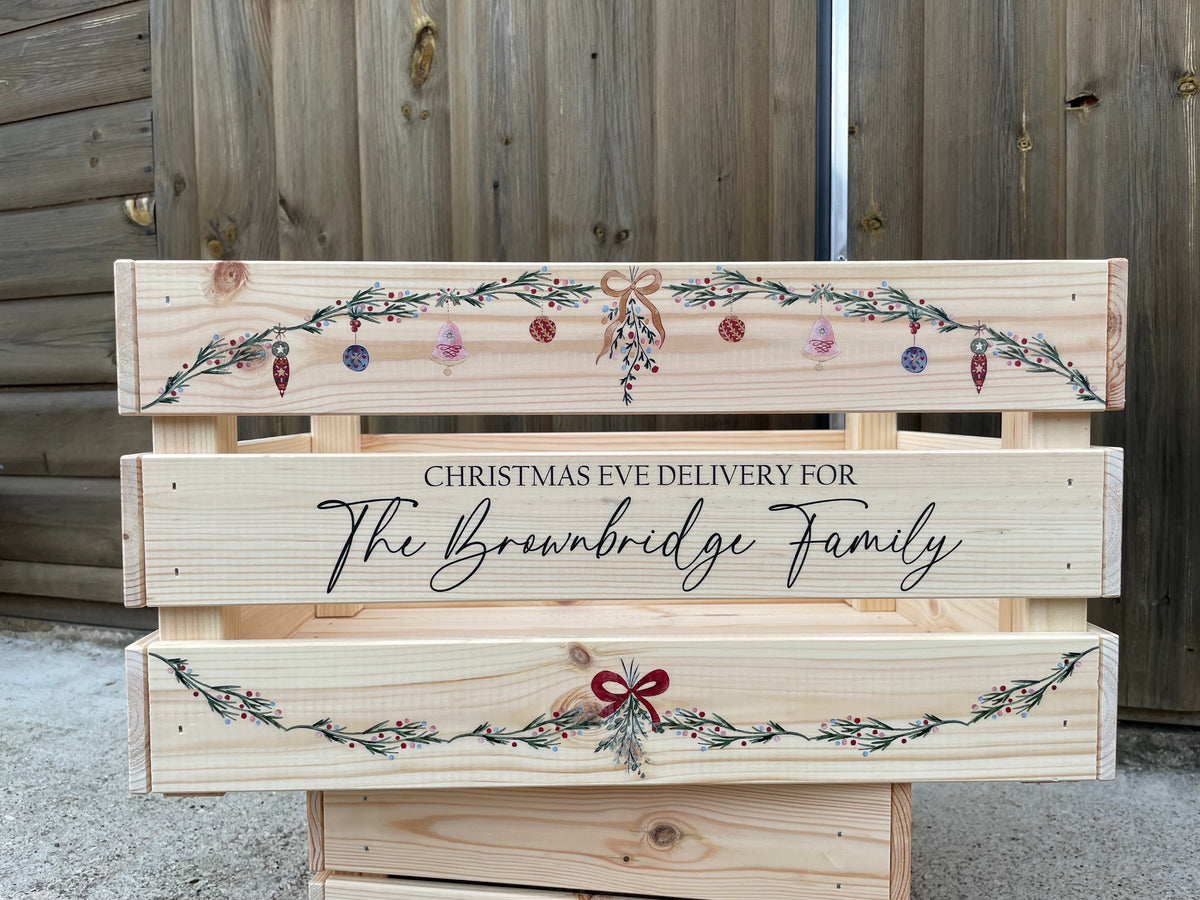 Personalised Family Christmas Eve Crate / Box - greenery – Handmade by ...